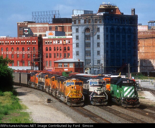 BNSF 9643,9436,6906 @ Old Union Depot Tower 2004